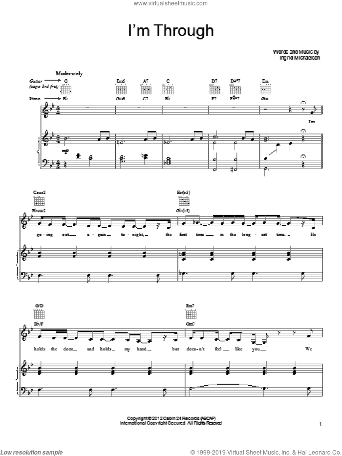 I'm Through sheet music for voice, piano or guitar (PDF)