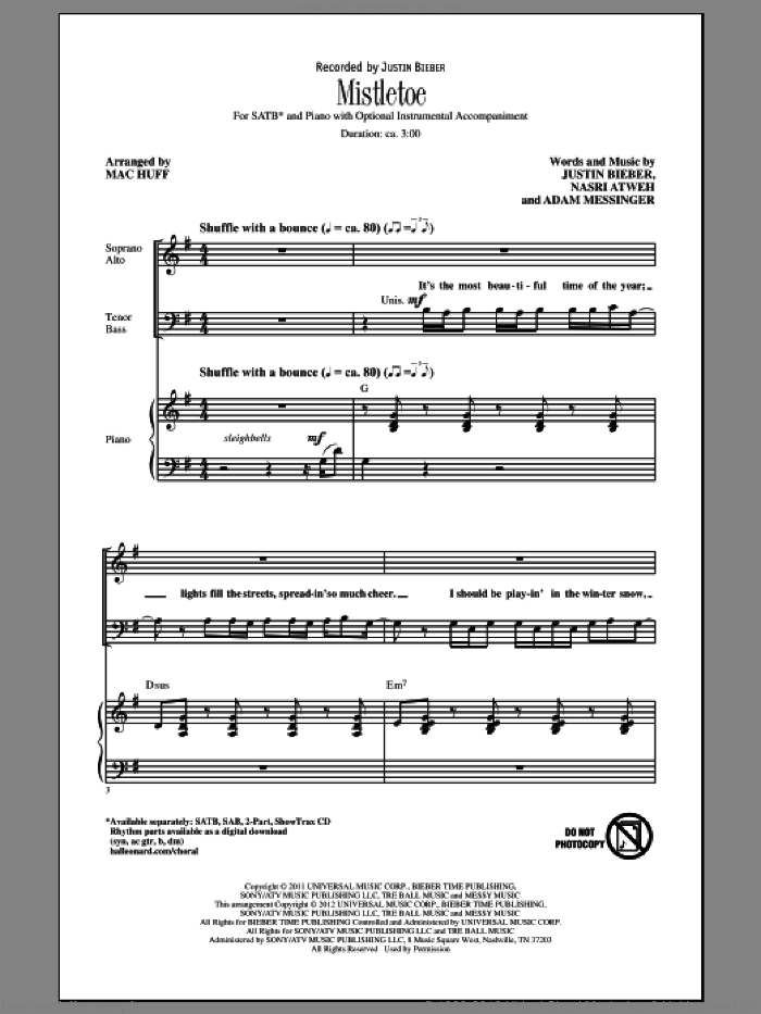 Mistletoe sheet music for choir (SATB: soprano, alto, tenor, bass)