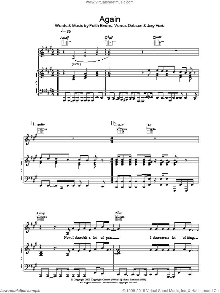 Again sheet music for voice, piano or guitar (PDF) v2
