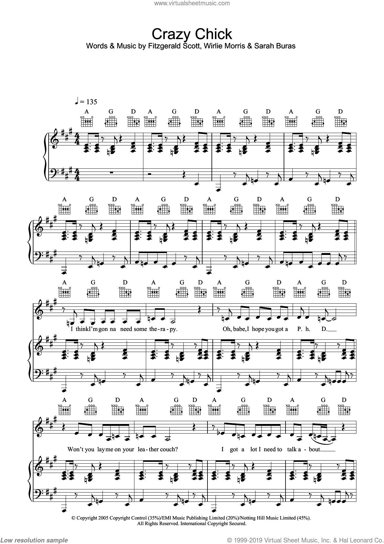 Crazy Chick sheet music for voice, piano or guitar (PDF)