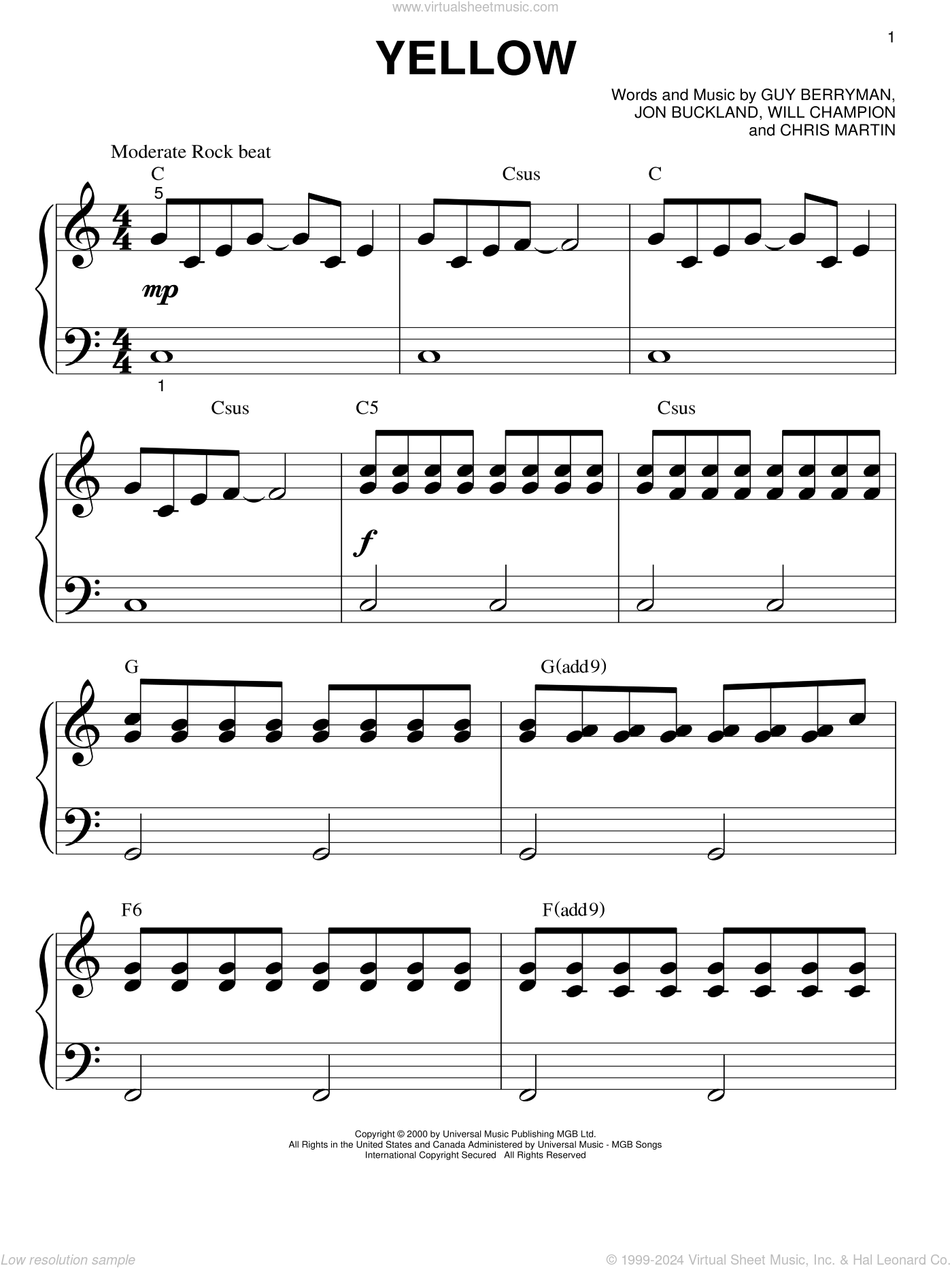 Yellow sheet music for piano solo (big note book) (PDF)