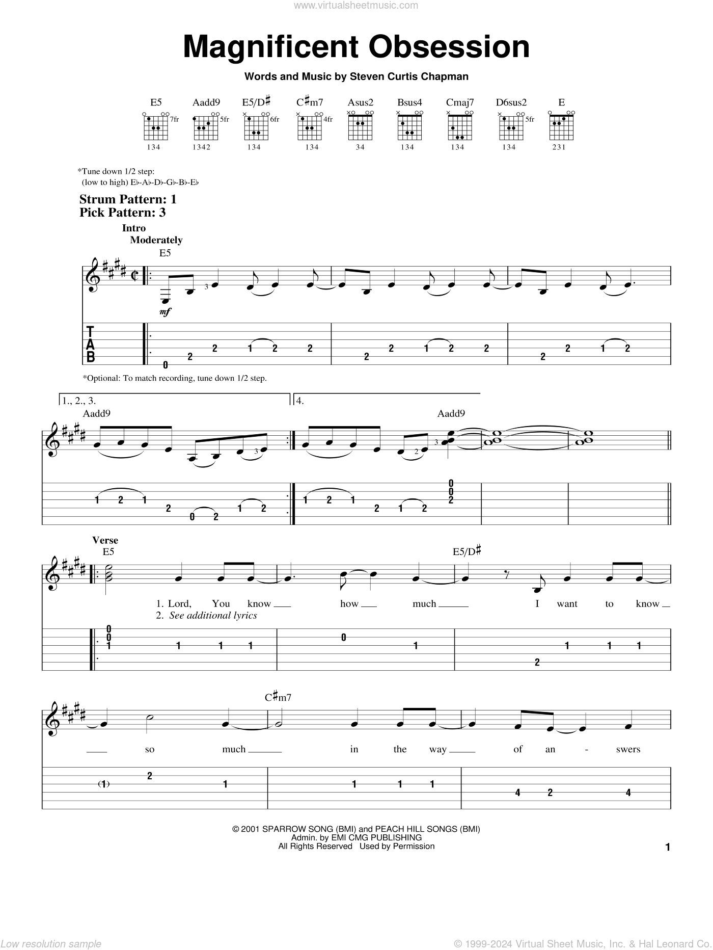 Magnificent Obsession sheet music for guitar solo (easy tablature)