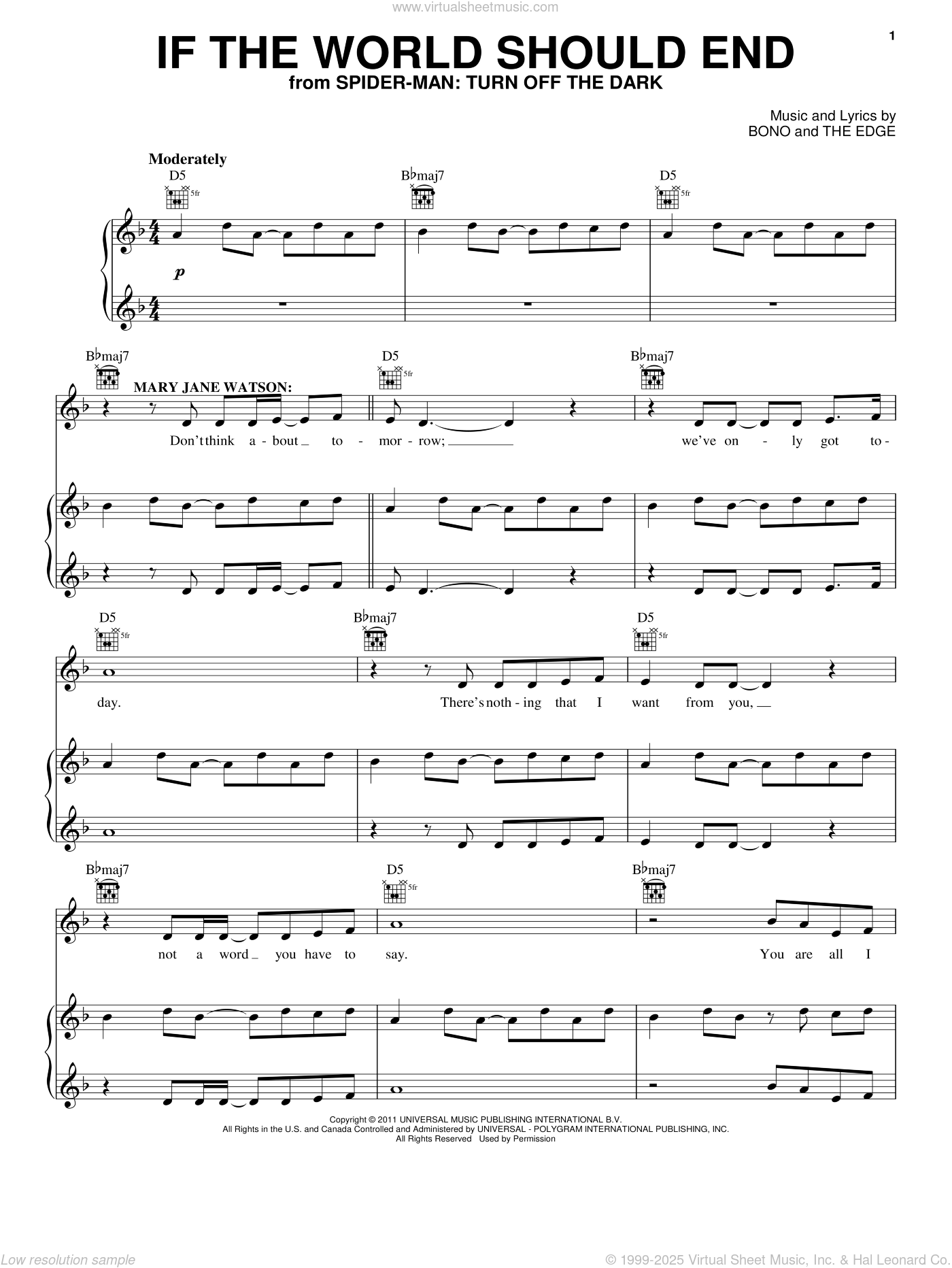 If The World Should End sheet music for voice, piano or guitar