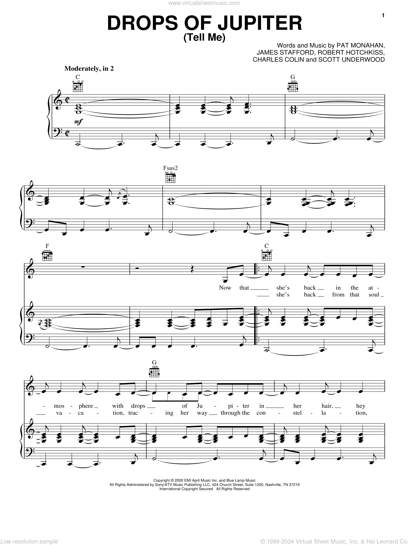 Drops Of Jupiter Guitar Train: Drops Of Jupiter (Tell Me) First
