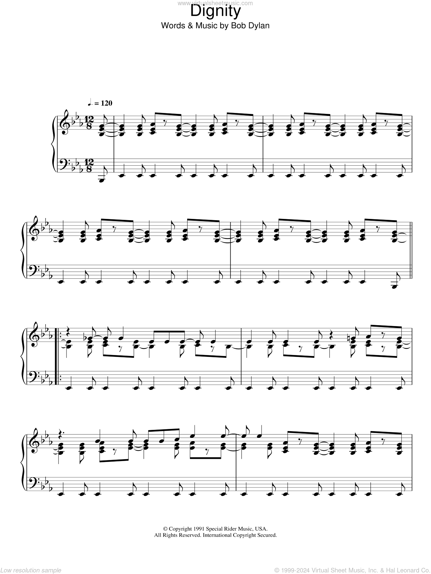 Dignity sheet music for piano solo (PDF)