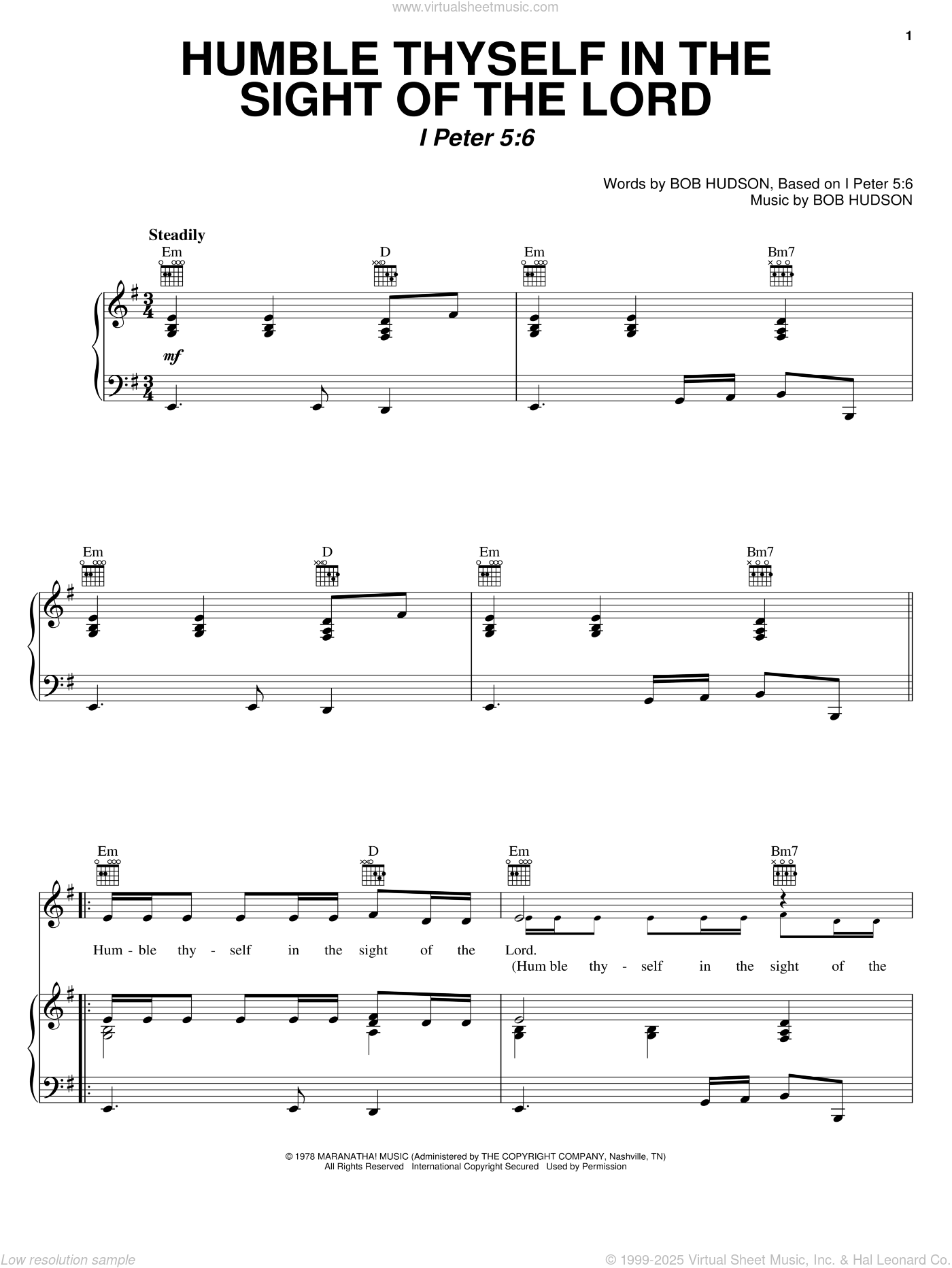 Humble Thyself In The Sight Of The Lord sheet music for voice, piano or ...