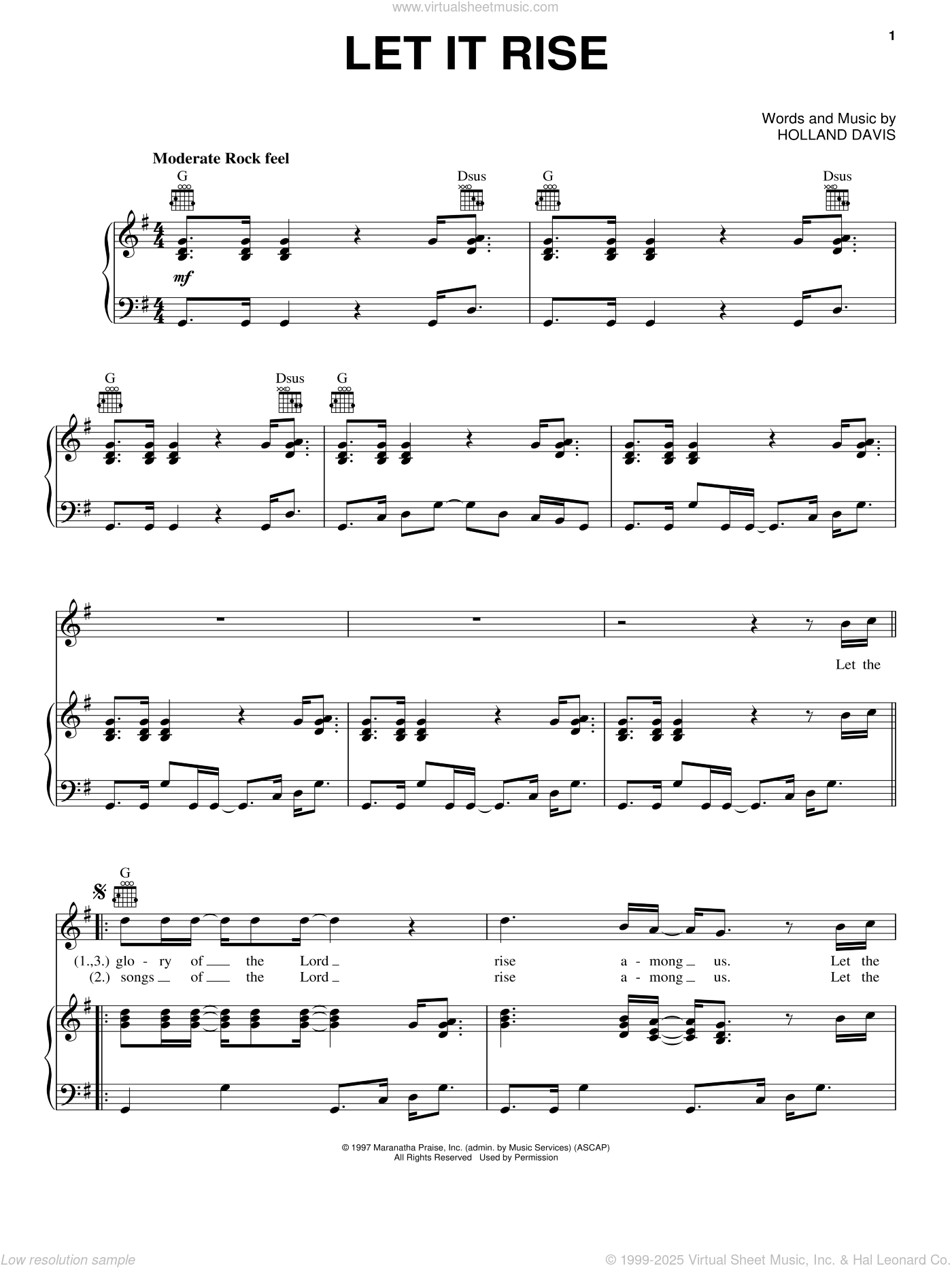 Let It Rise sheet music for voice, piano or guitar (PDF)
