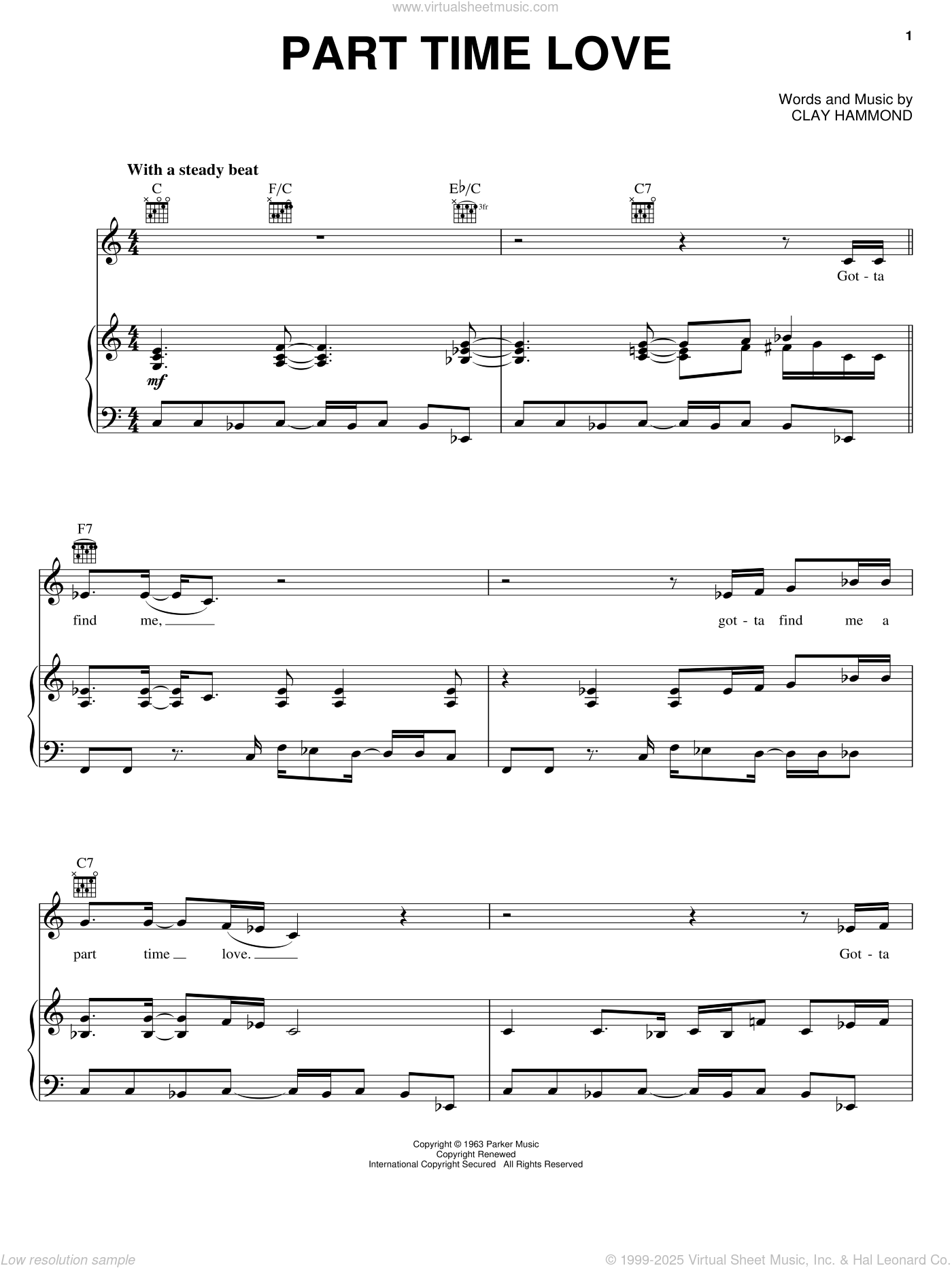 Part Time Love sheet music for voice, piano or guitar (PDF)
