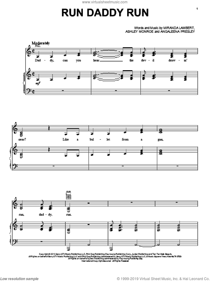 Run Daddy Run sheet music for voice, piano or guitar (PDF)