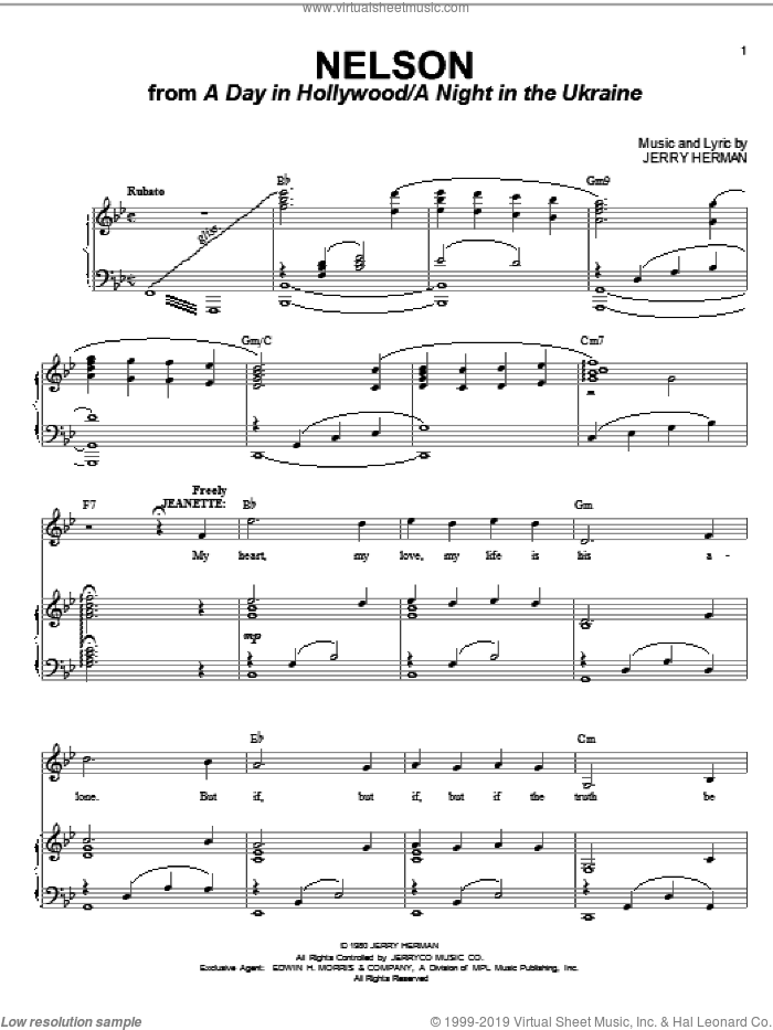 Nelson sheet music for voice and piano (PDF-interactive)