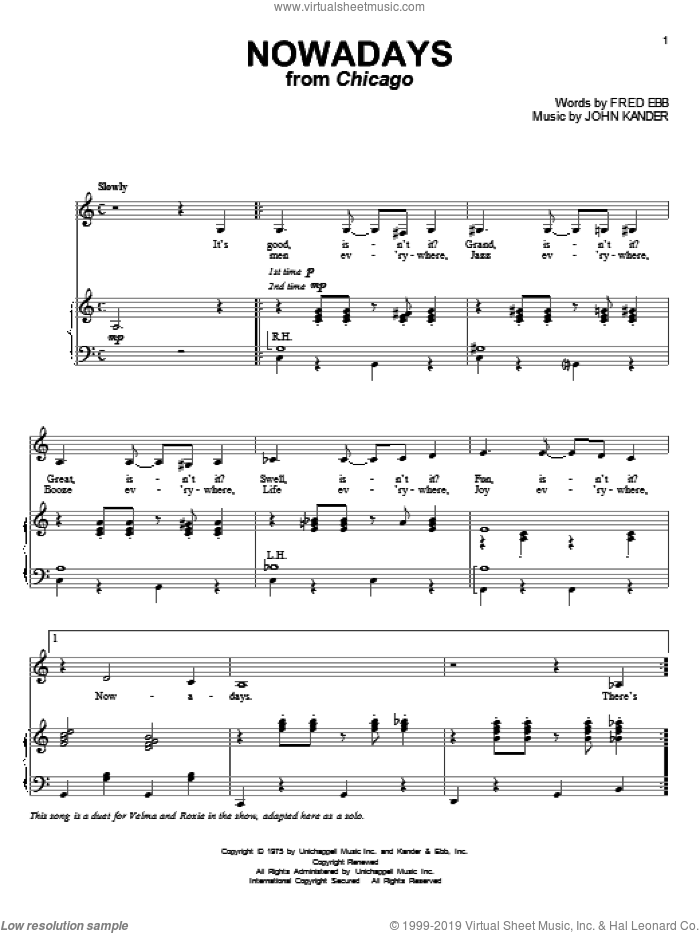 Nowadays sheet music for voice and piano (PDF-interactive)
