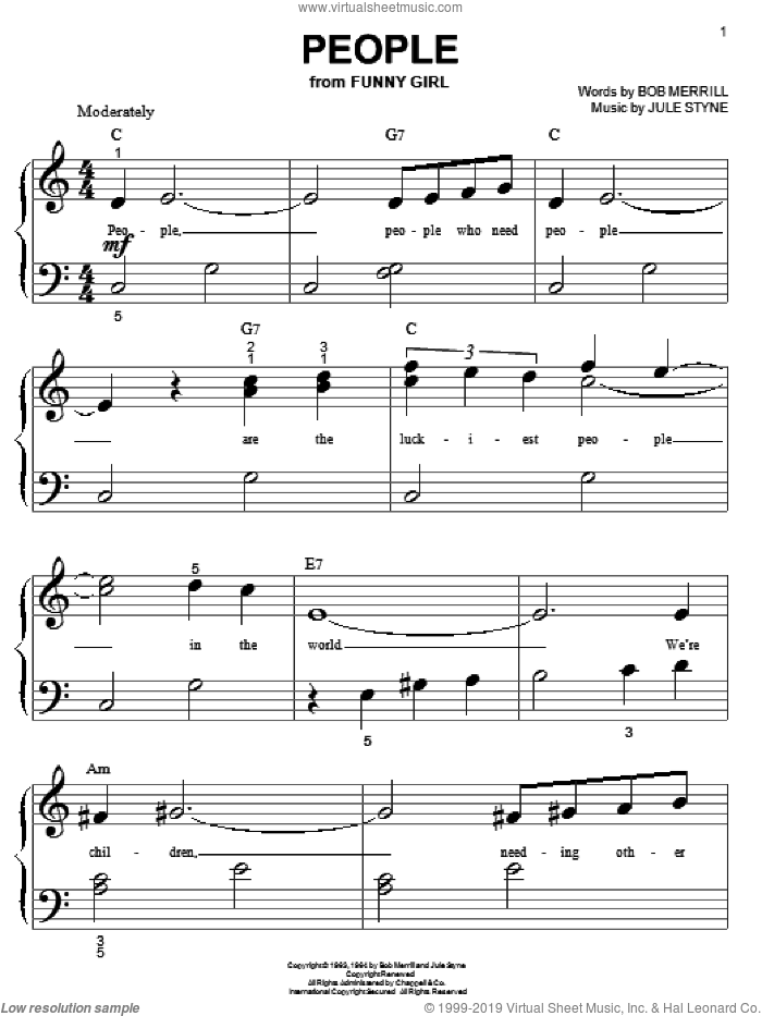 People sheet music for piano solo (big note book) (PDF)