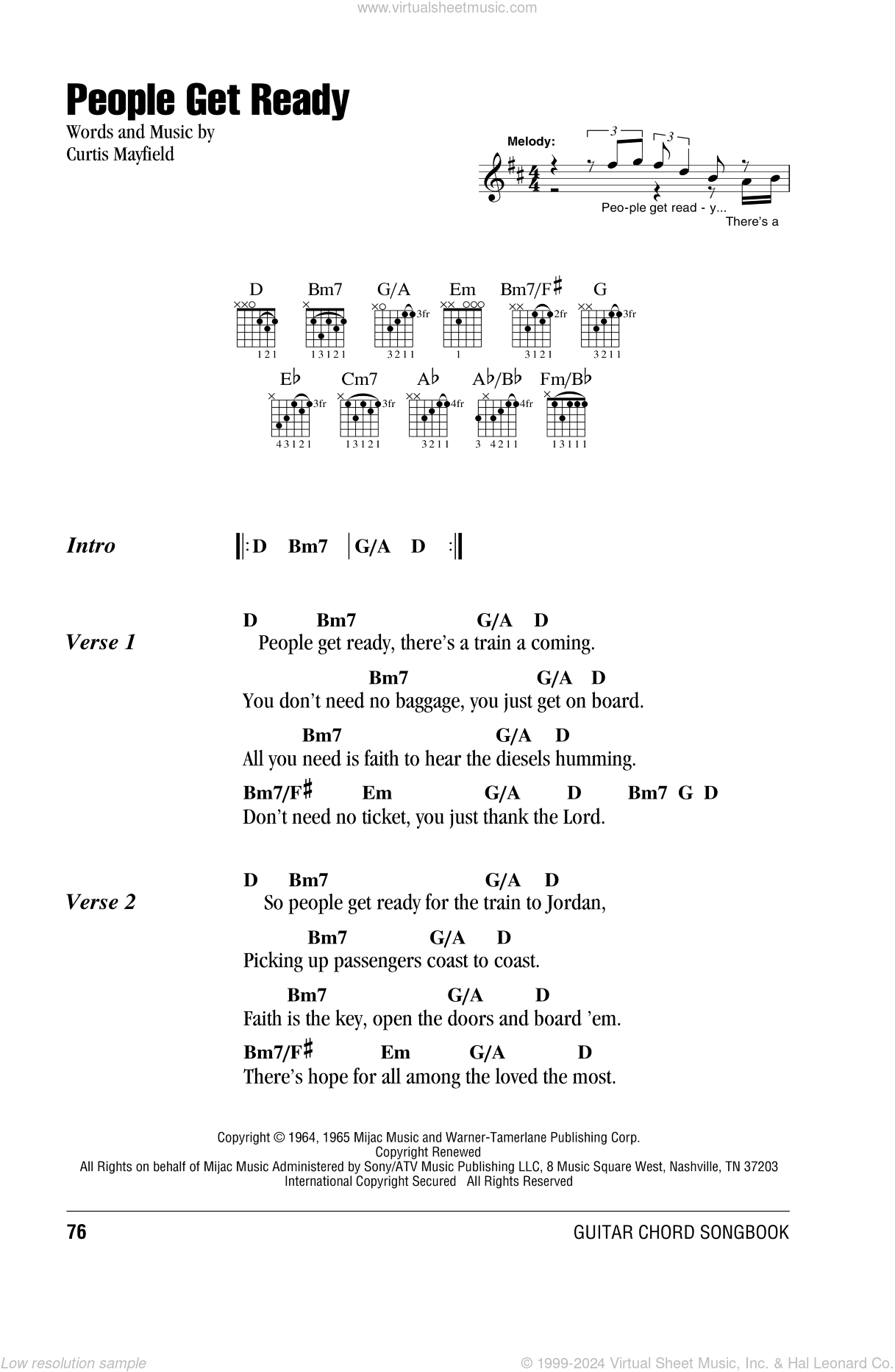 People Get Ready sheet music for guitar (chords) (PDF)