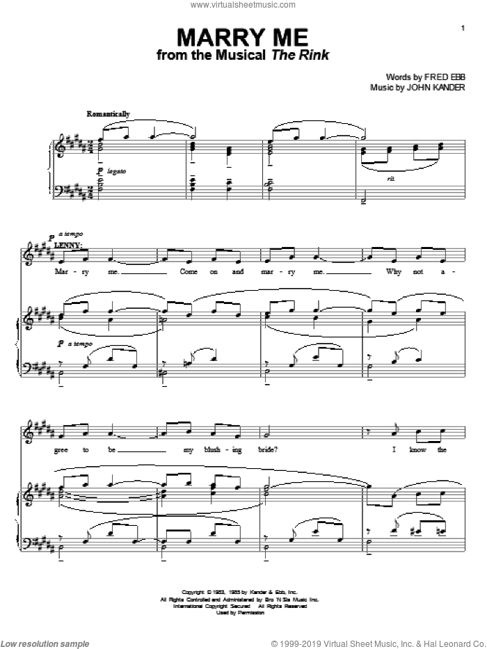 Marry Me (from The Rink) sheet music for voice and piano (PDF)