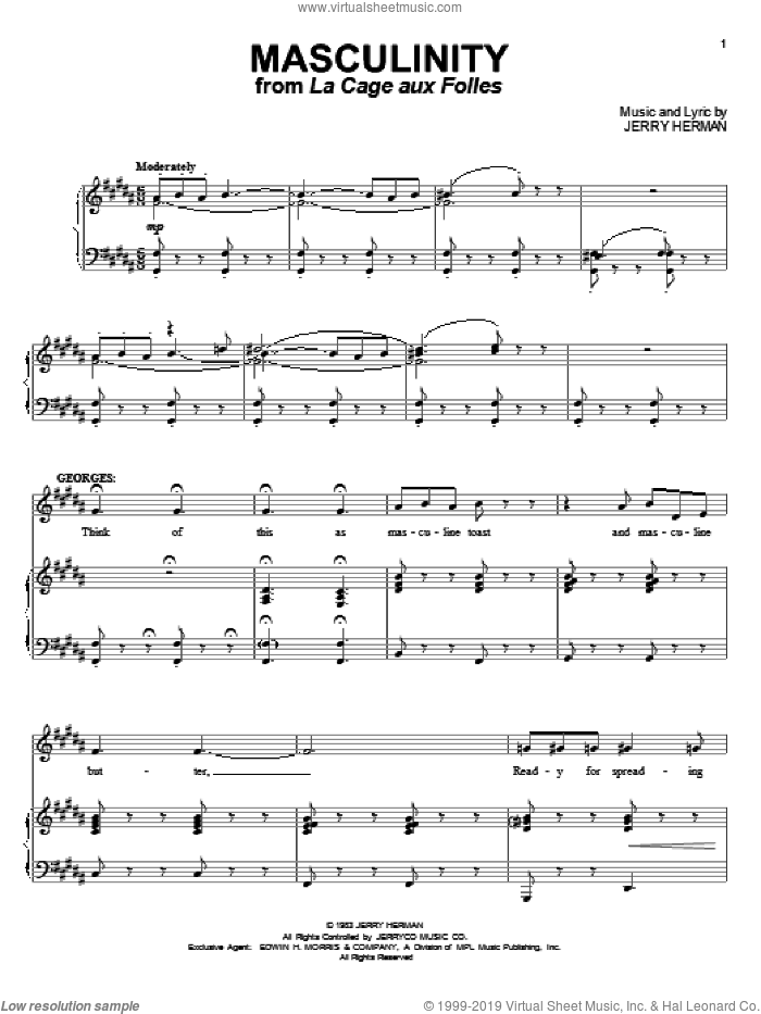 Masculinity sheet music for voice and piano (PDF-interactive)