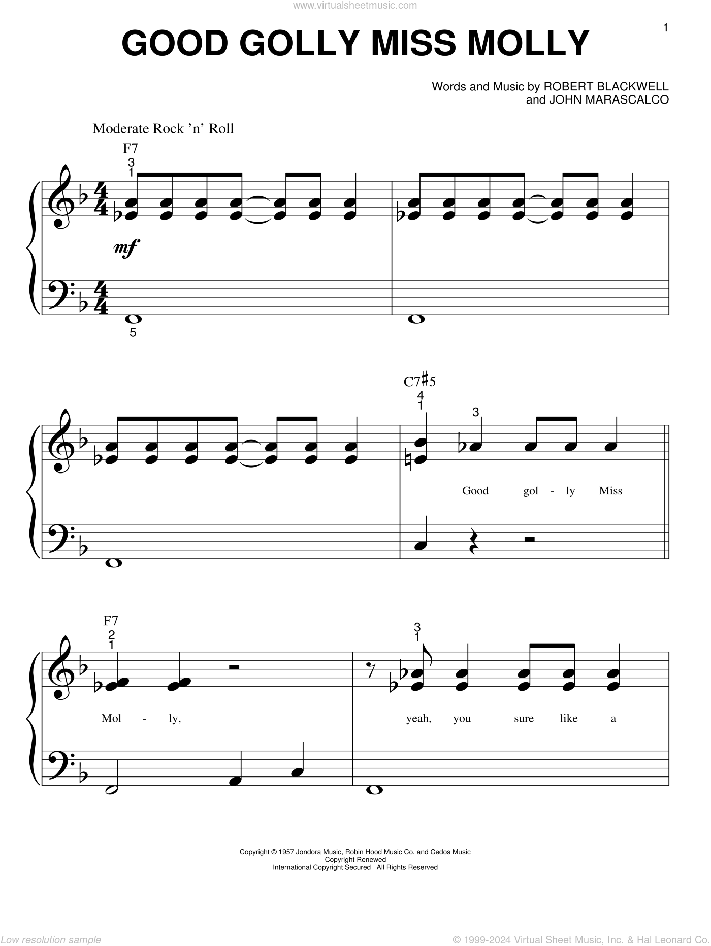 Good Golly Miss Molly sheet music for piano solo (big note book)