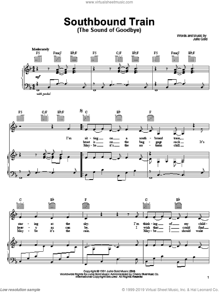 Southbound Train (The Sound Of Goodbye) sheet music for voice, piano or ...