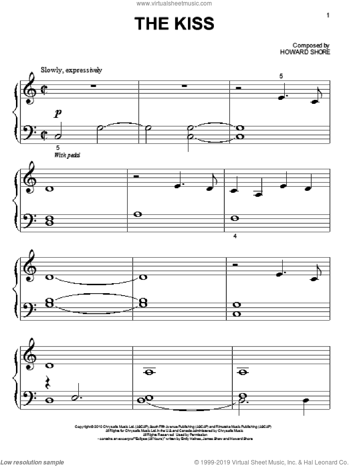 The Kiss sheet music for piano solo (big note book) (PDF)