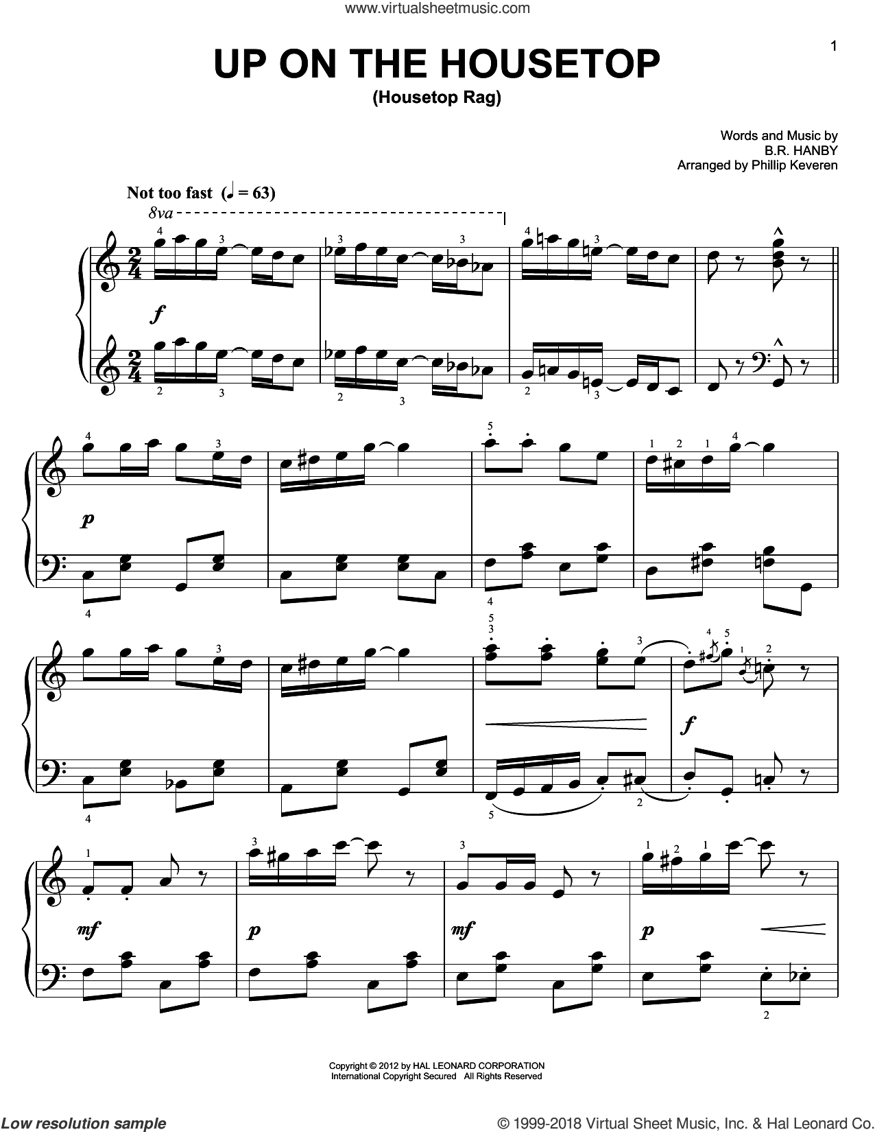 Up On The Housetop [Ragtime version] (arr. Phillip Keveren) sheet music ...