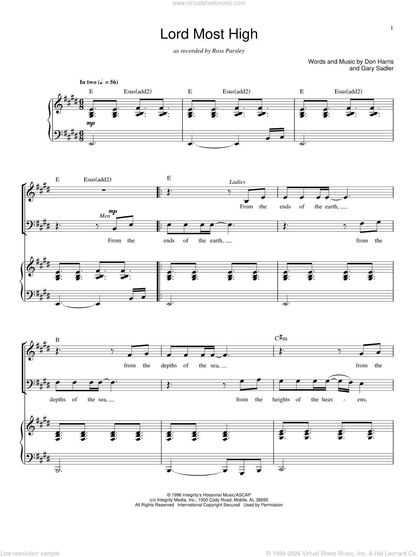 Lord Most High sheet music for voice and piano (PDF-interactive)