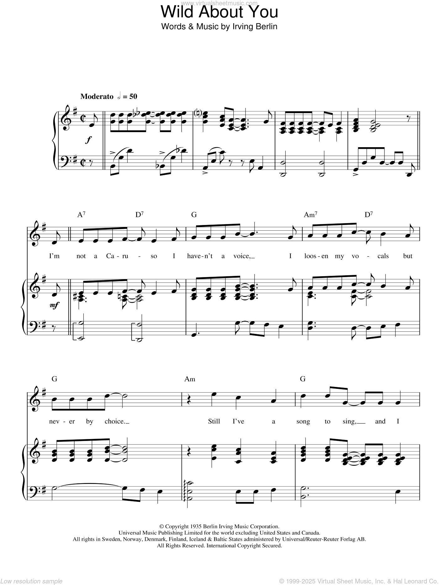 Wild About You sheet music for voice, piano or guitar (PDF)