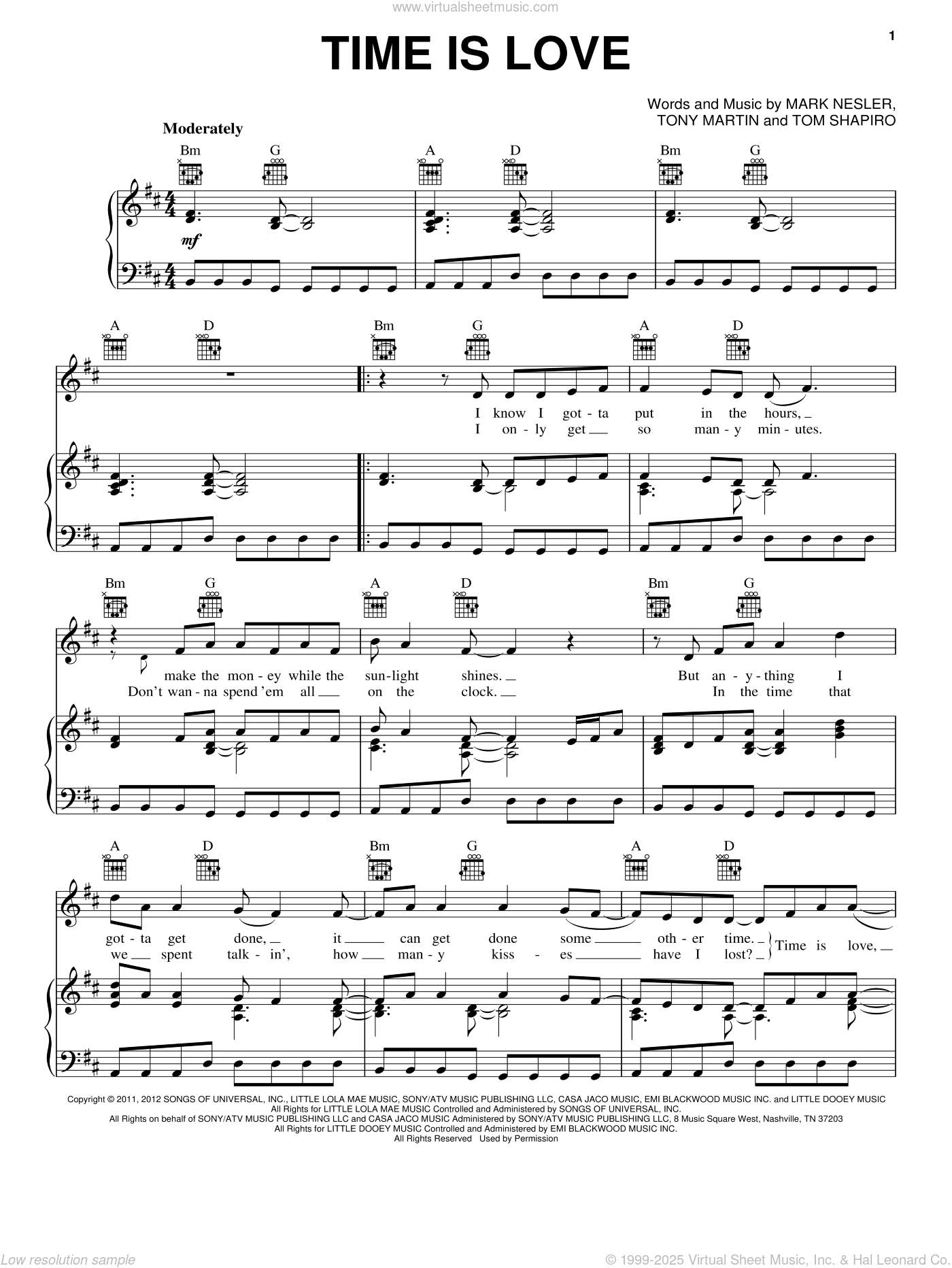 Time Is Love sheet music for voice, piano or guitar (PDF)