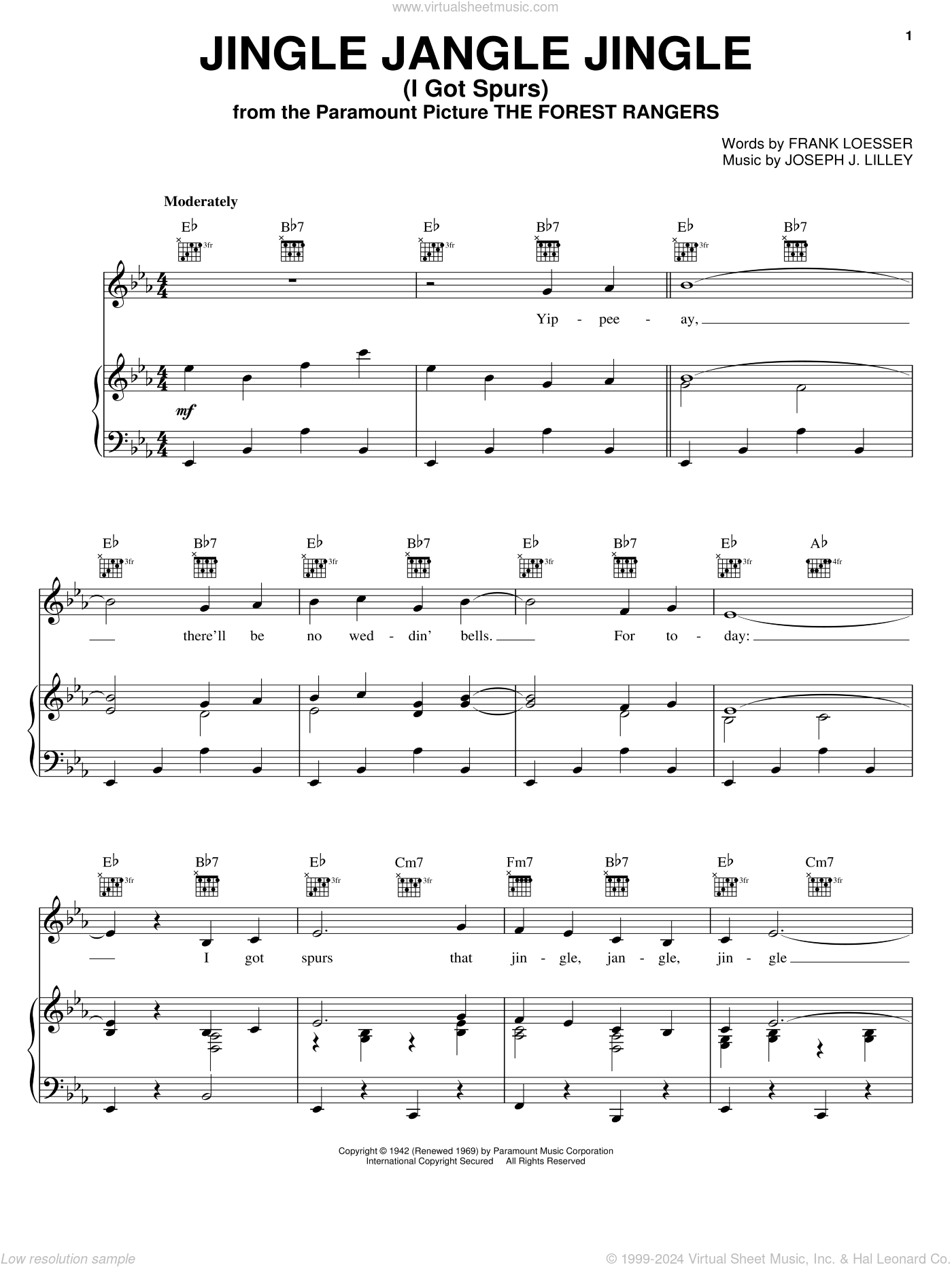 Jingle Jangle Jingle (I Got Spurs) sheet music for voice, piano or guitar