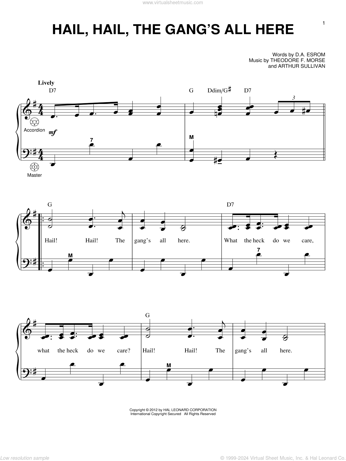 Hail, Hail, The Gang's All Here (arr. Gary Meisner) sheet music for ...