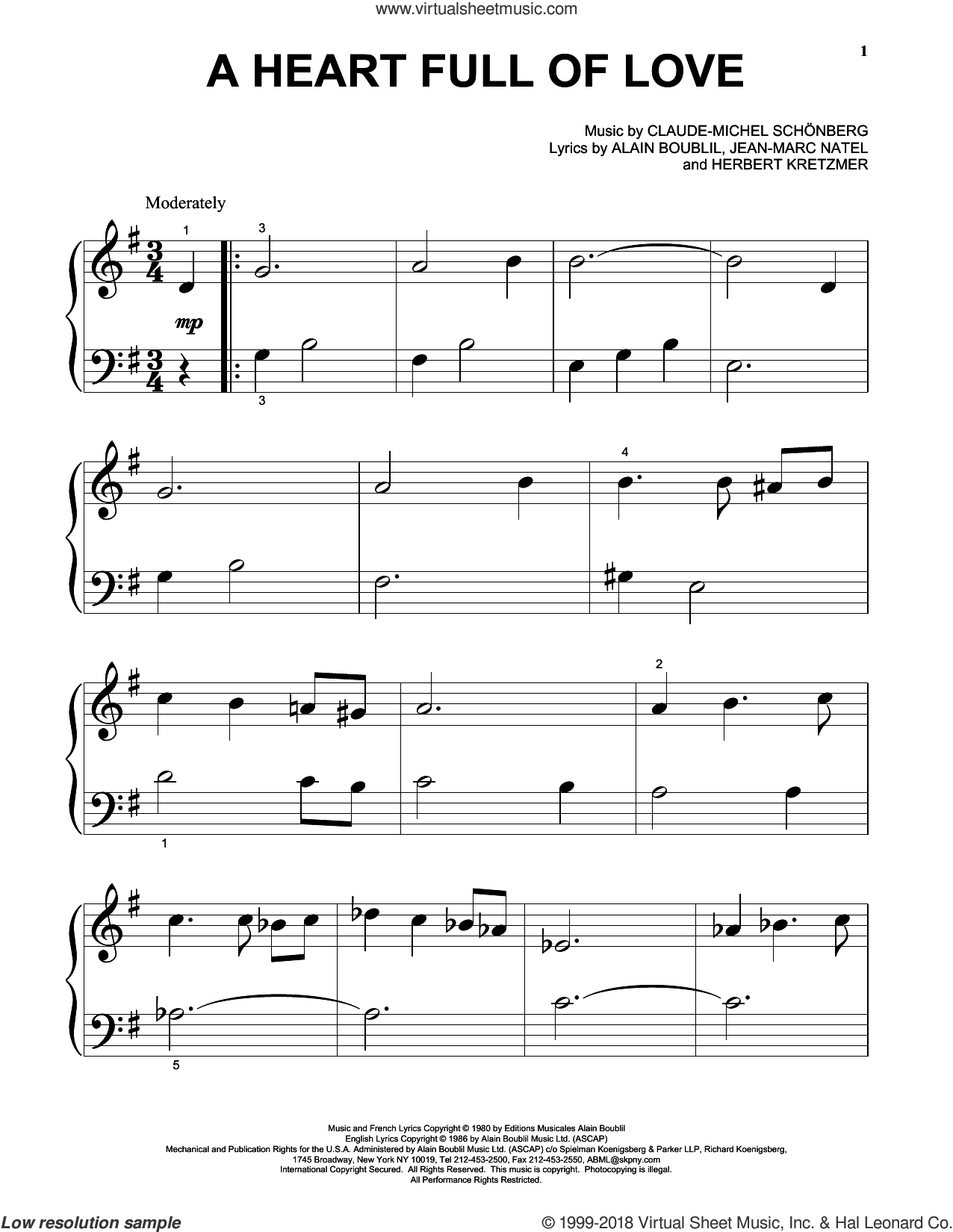 A Heart Full Of Love, (beginner) sheet music for piano solo (PDF)