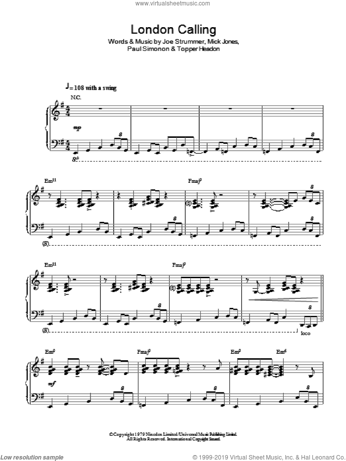London Calling (Jazz Version) sheet music (intermediate) for piano solo