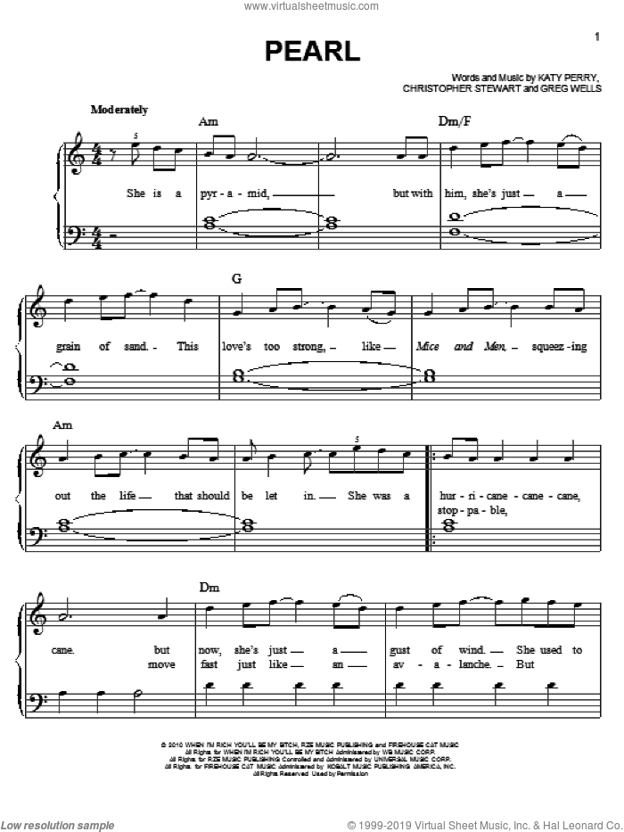 Pearl sheet music for piano solo (PDF-interactive)