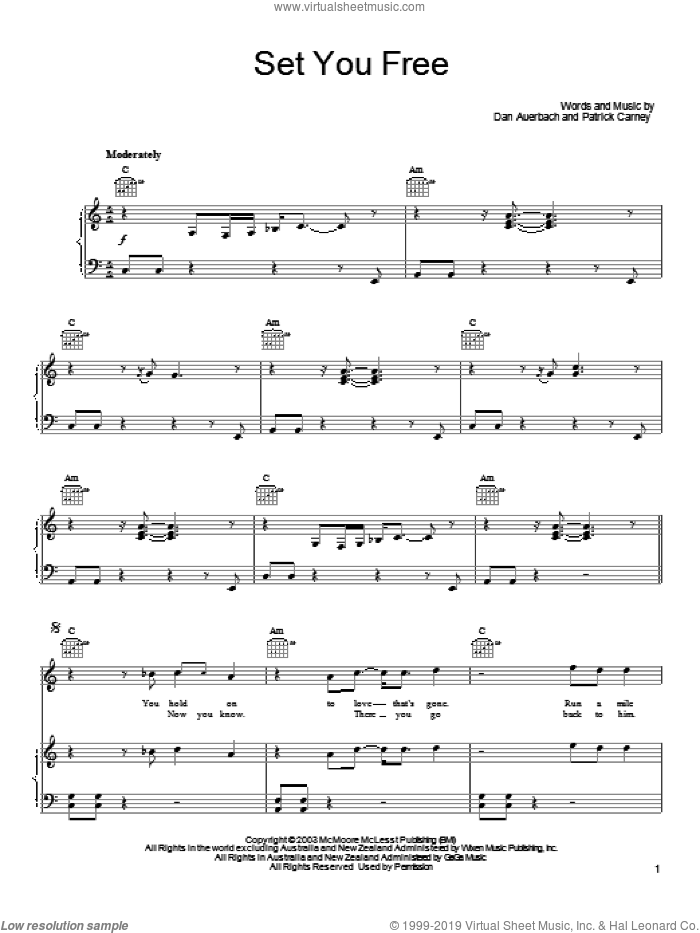 Set You Free sheet music for voice, piano or guitar (PDF)