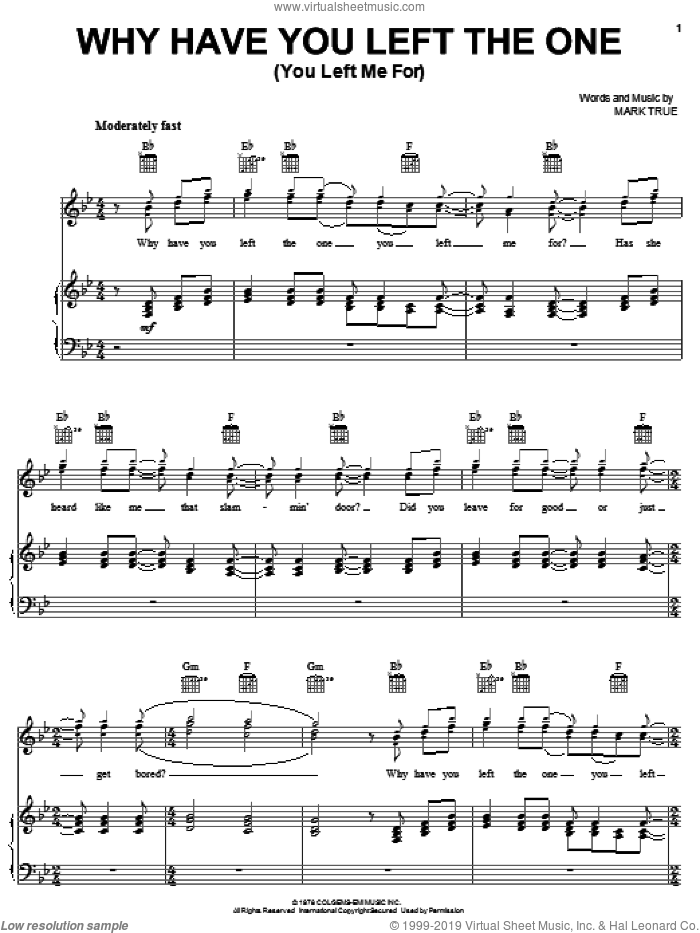 Why Have You Left The One (You Left Me For) sheet music for voice ...