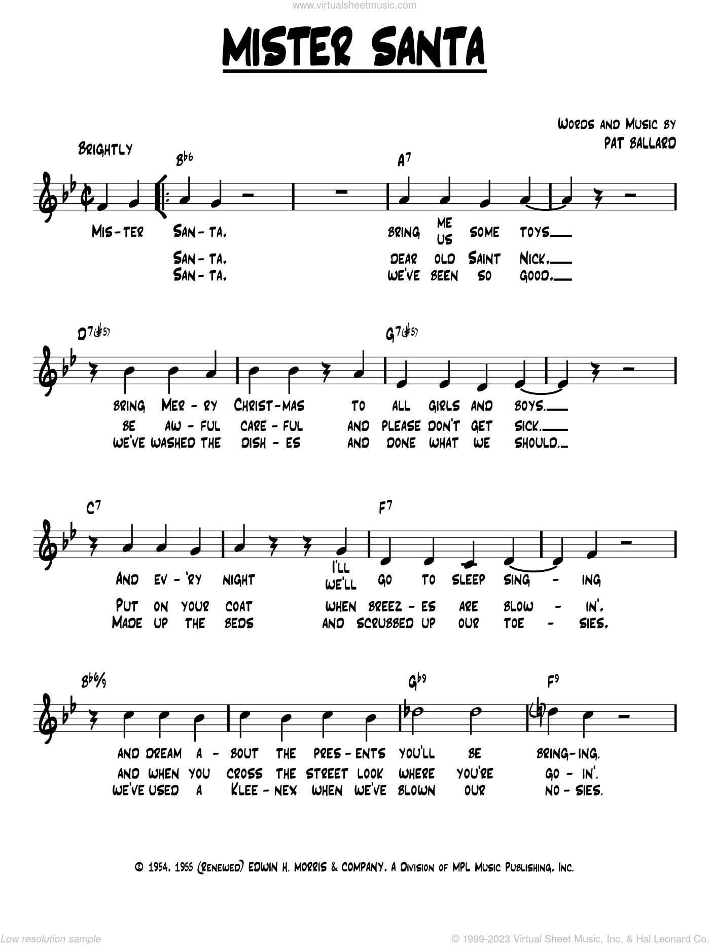 Mister Santa sheet music (fake book) (PDF-interactive)