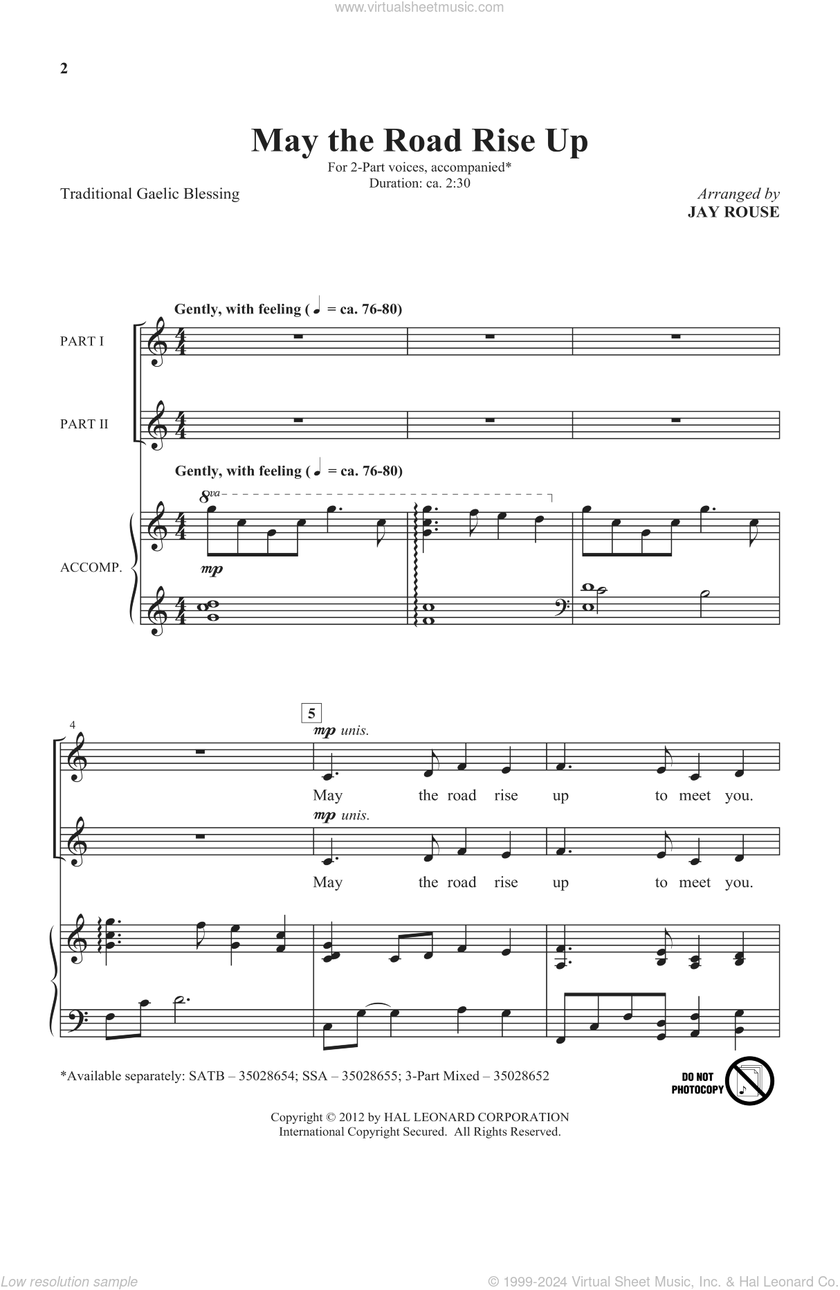 Rouse - May The Road Rise Up sheet music for choir (2-Part) (PDF)