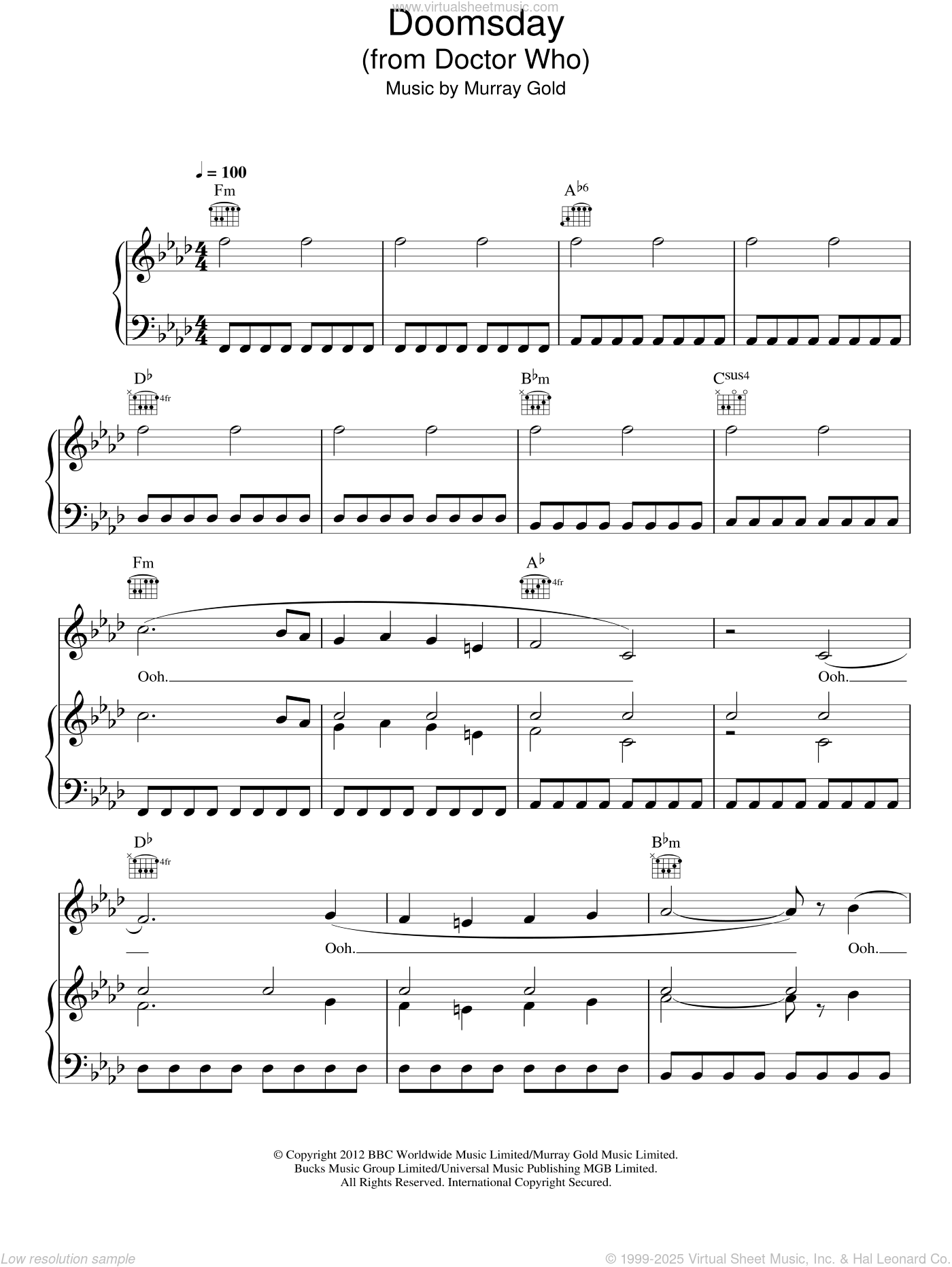 Doomsday (from Doctor Who) sheet music for voice, piano or guitar