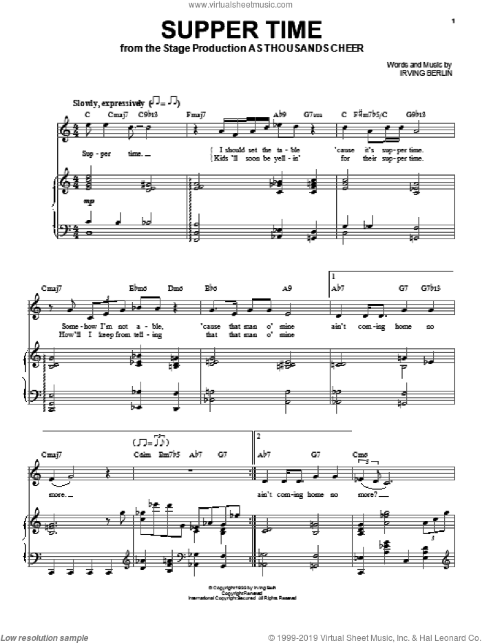 Supper Time sheet music for voice and piano (PDF-interactive)