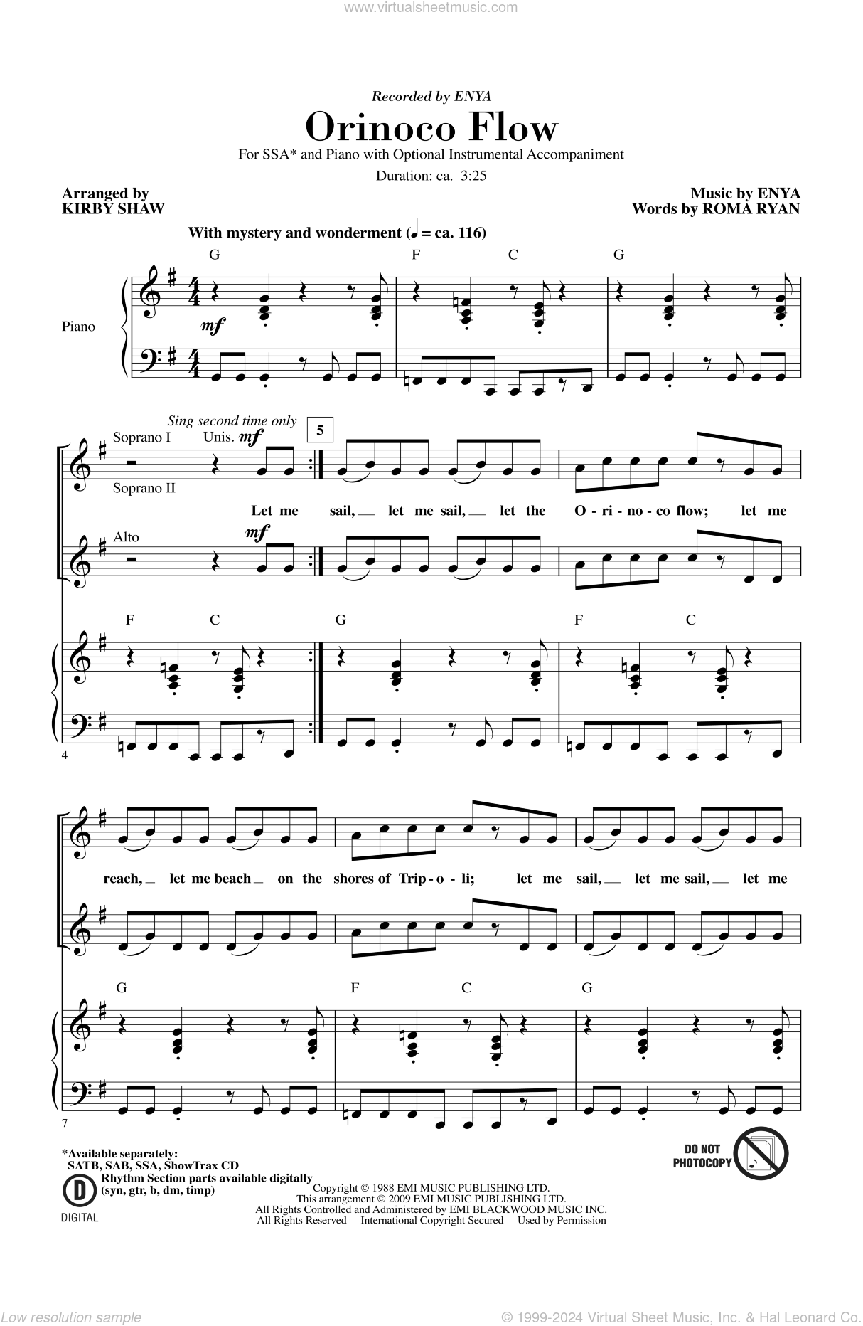 Orinoco Flow (arr. Kirby Shaw) sheet music for choir (SSA: soprano, alto)