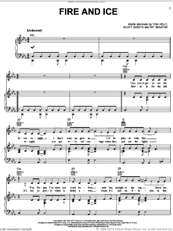 Fire And Ice sheet music for voice, piano or guitar (PDF)