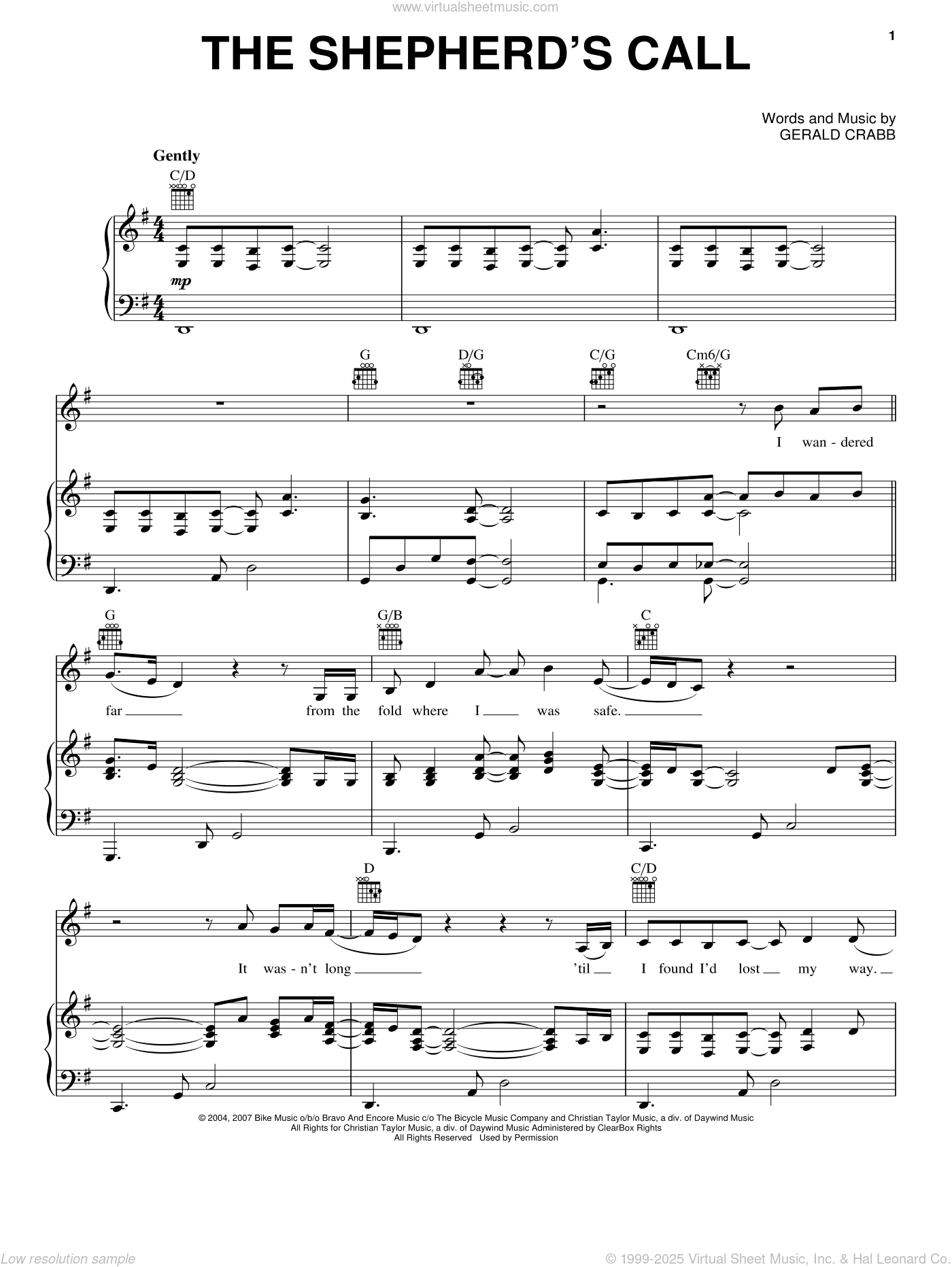 The Shepherd's Call sheet music for voice, piano or guitar (PDF)