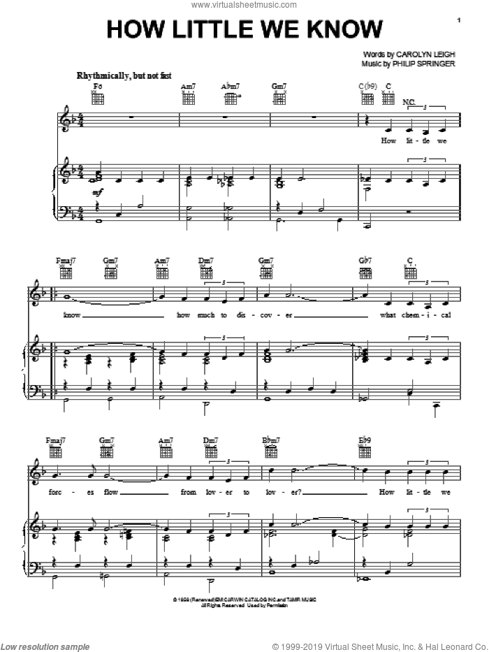 Frank Sinatra: How Little We Know sheet music for voice, piano or guitar