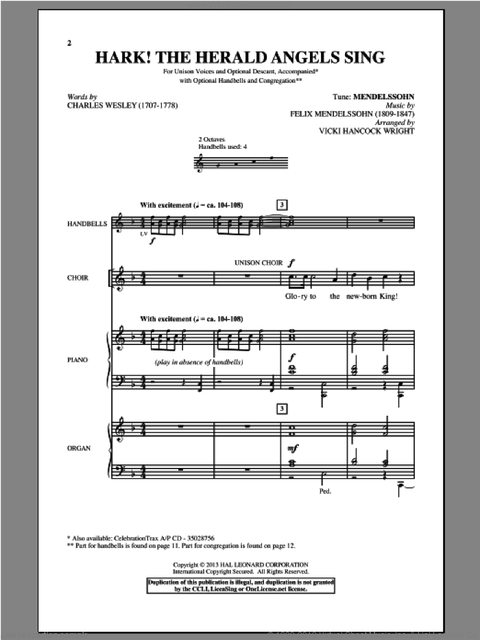 Hark! The Herald Angels Sing sheet music for choir (PDF)