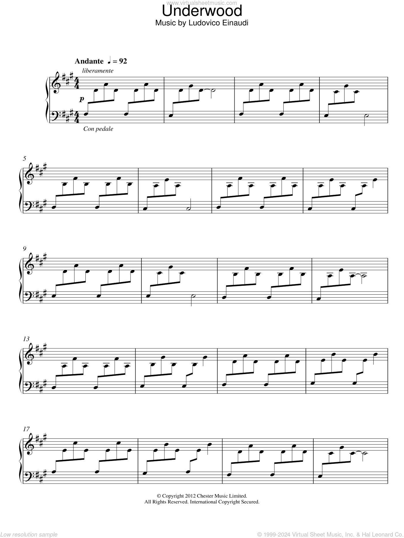 Underwood sheet music for piano solo (PDF)