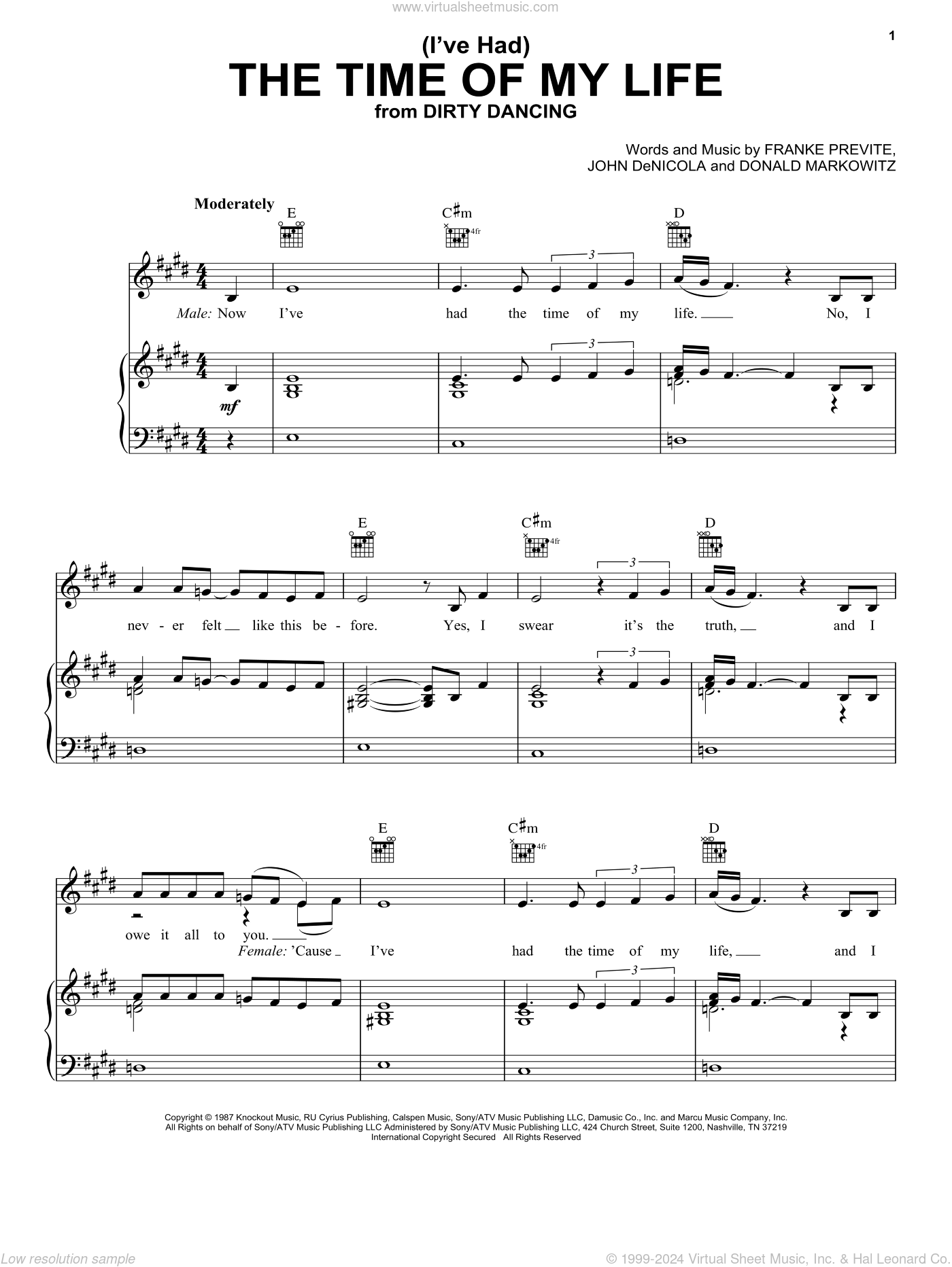 (I've Had) The Time Of My Life sheet music for voice, piano or guitar v2