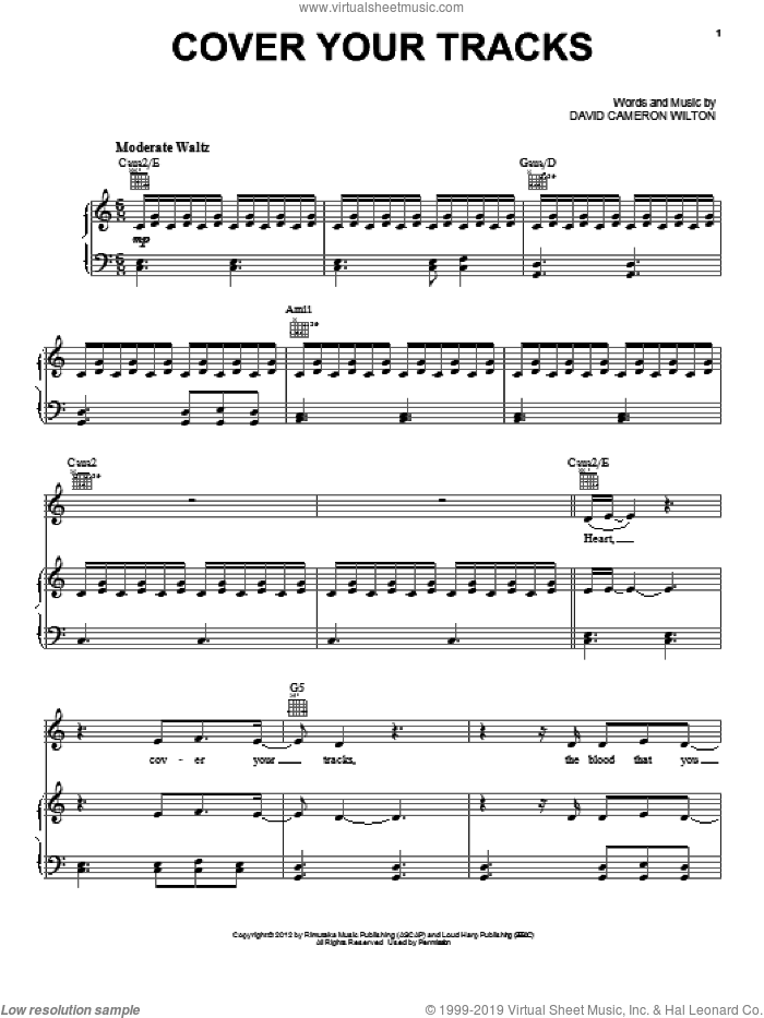 Cover Your Tracks sheet music for voice, piano or guitar (PDF)