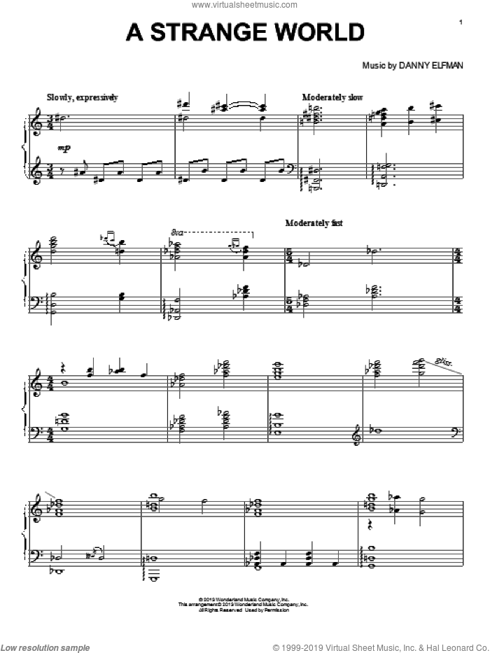 A Strange World sheet music for piano solo (PDF-interactive)