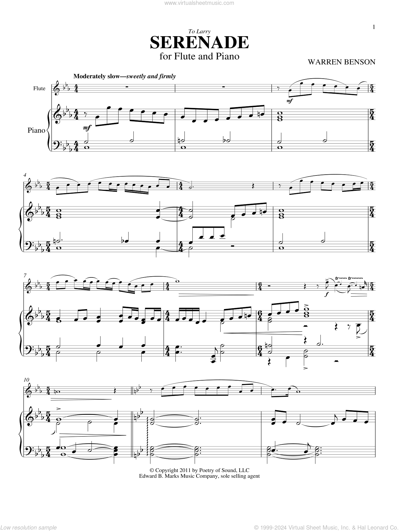 Serenade sheet music for flute and piano (PDF)