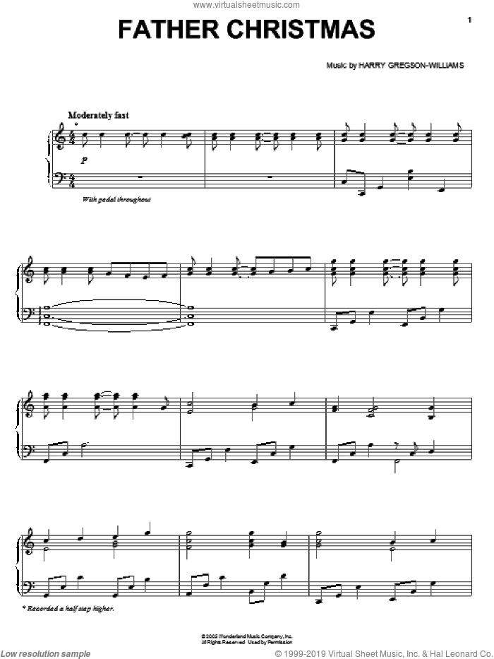 Father Christmas sheet music for voice, piano or guitar (PDF)