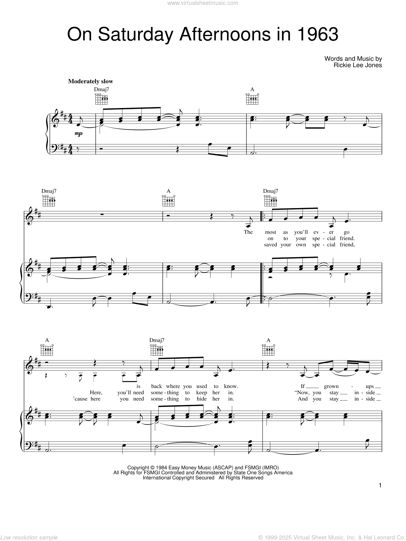 On Saturday Afternoons In 1963 sheet music for voice, piano or guitar