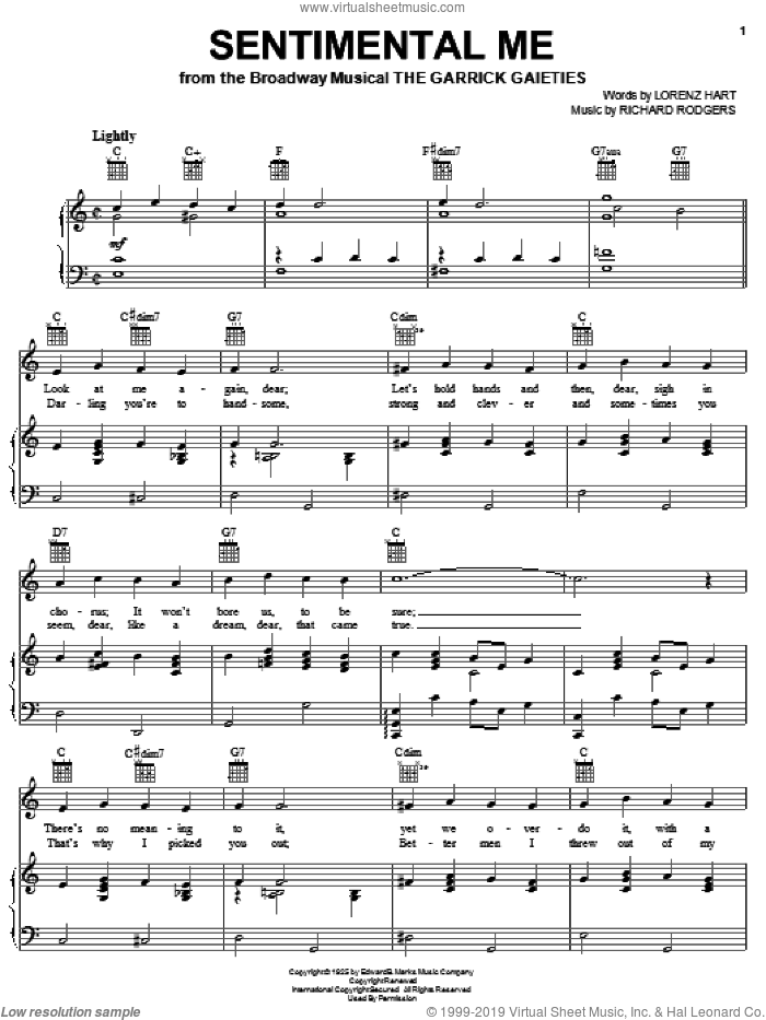 Sentimental Me sheet music for voice, piano or guitar (PDF)